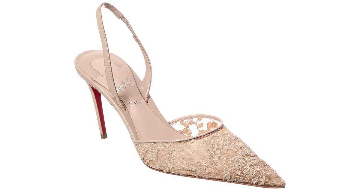 Christian Louboutin Kate Max O Sling 85 Lace & Leather Slingback Pump ...