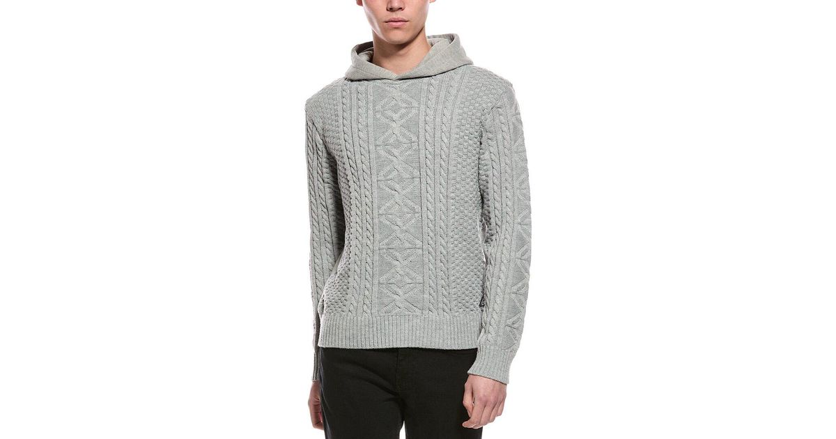 American Stitch Cable Knit Hoodie in Grey for Men | Lyst UK