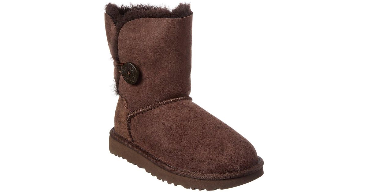 UGG Bailey Button Ii Suede & Shearling Boot in Brown | Lyst Canada