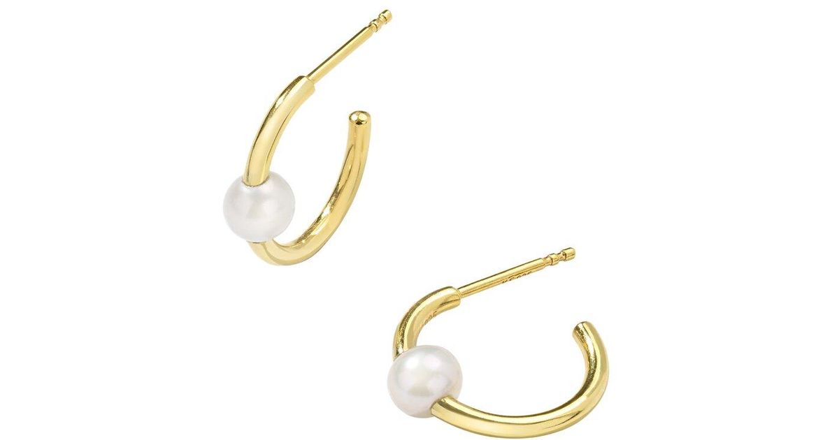 Kendra Scott Emmaline 18K Over 5.00Mm Pearl Huggie Earring in Metallic ...