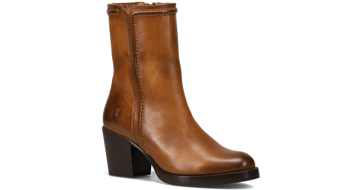 Frye Jean Short Inside Zip Leather Boot in Brown | Lyst