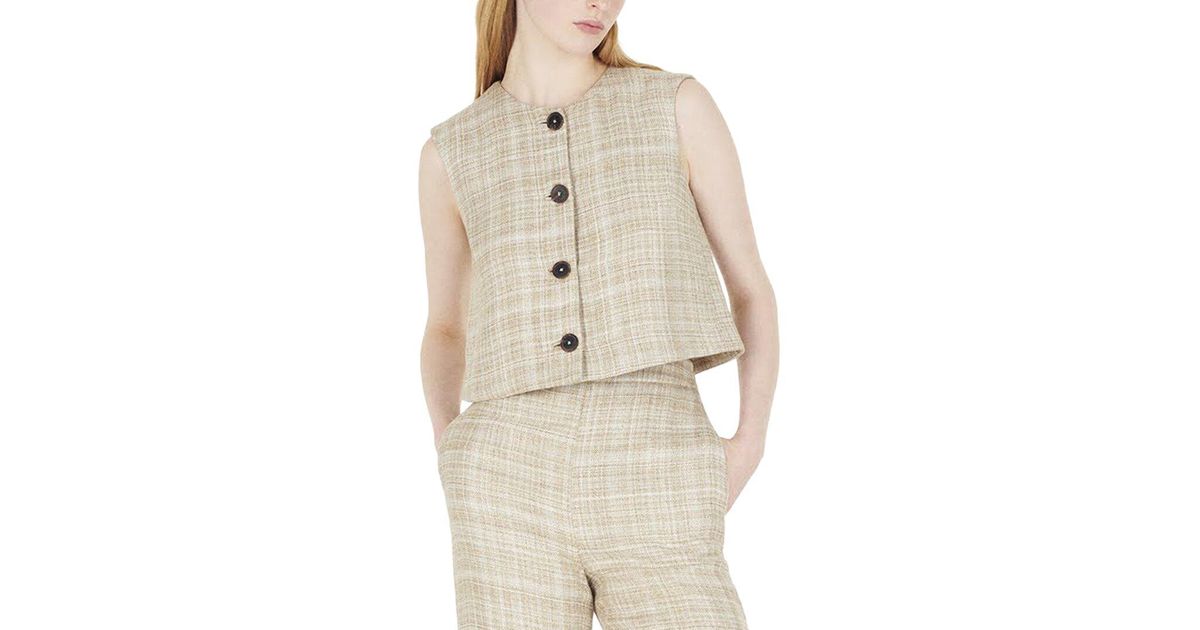 Adam Lippes Remo Linen-Blend Top in Natural | Lyst UK
