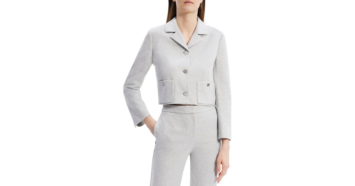 Theory Boxy Crop Patch Jacket in Gray | Lyst