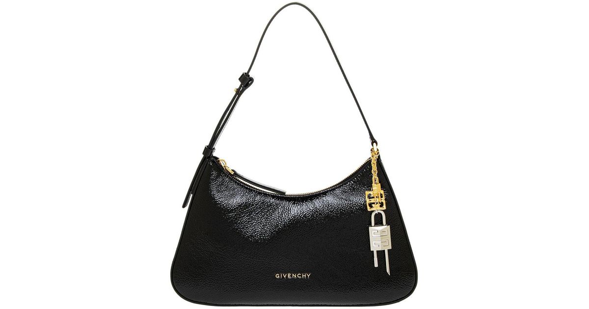 Givenchy Lucky Lock Small Patent Hobo Bag in Black | Lyst UK