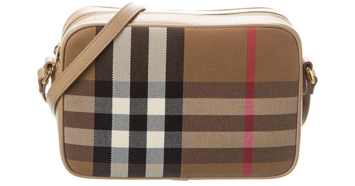 Burberry Check Canvas Camera Bag in Brown | Lyst