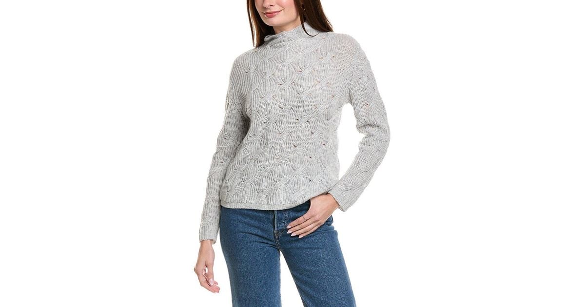 Hannah Rose Shaker Cable Funnel Neck Wool & Cashmere-Blend Sweater in ...