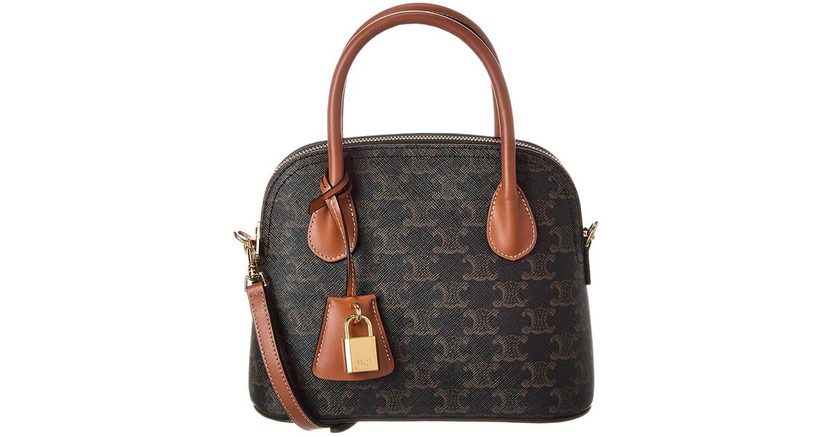 Celine Teen Honorine Triomphe Canvas & Leather Satchel in Black | Lyst