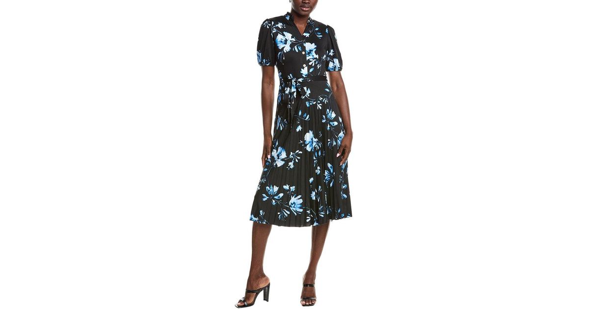 Sharagano Tie Waist Midi Dress in Blue | Lyst UK