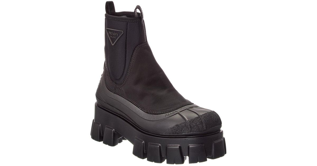 Prada Monolith Gabardine Boot in Black | Lyst UK