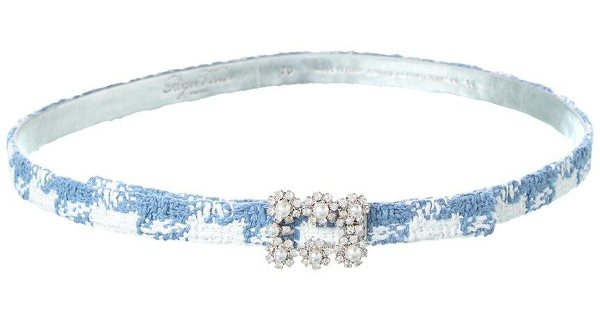 Roger Vivier Buckle Tweed Belt in Blue | Lyst UK