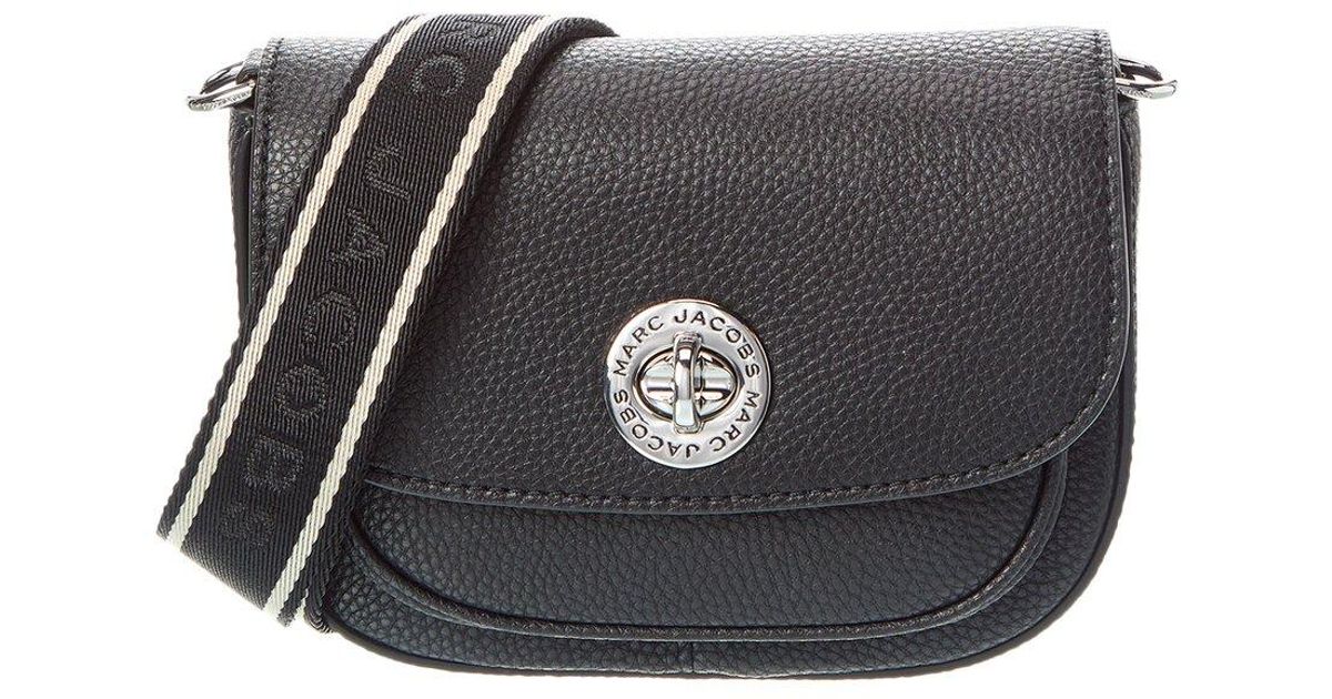 Marc Jacobs Signet Turnlock Small Leather Saddle Bag in Black | Lyst