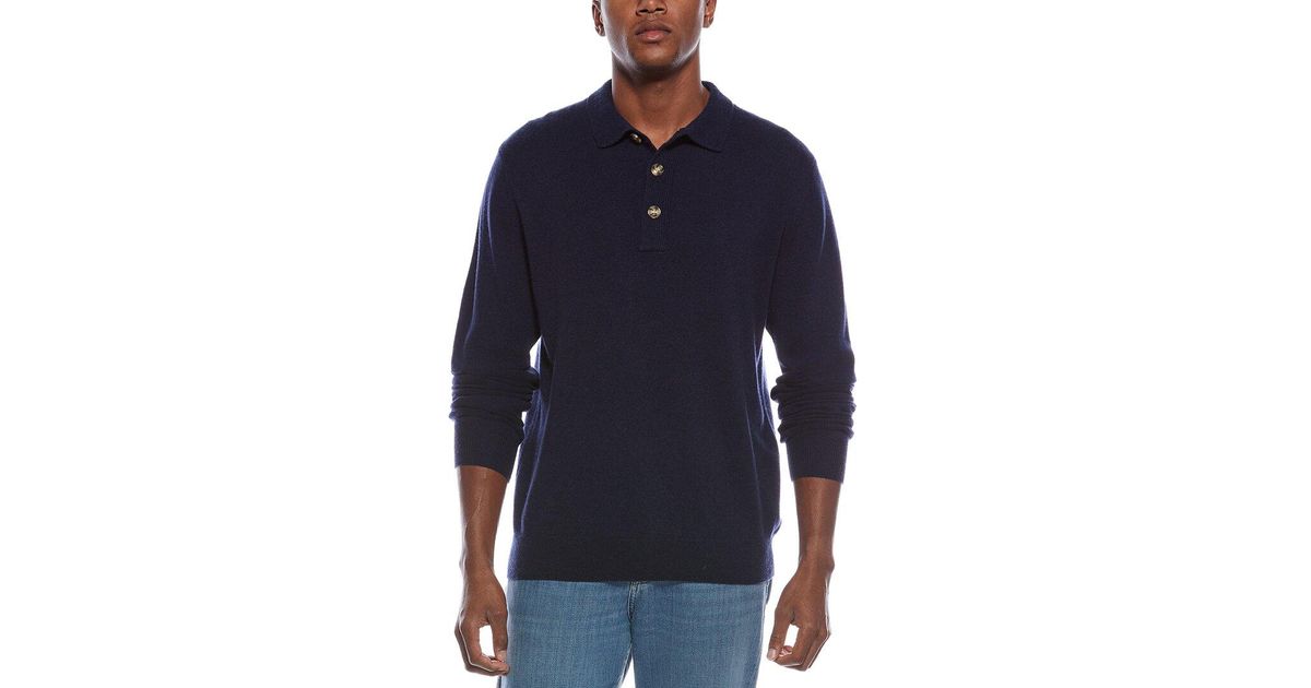 Kier + J Mixed Stitch Wool & Cashmere-Blend Polo Sweater in Blue for ...