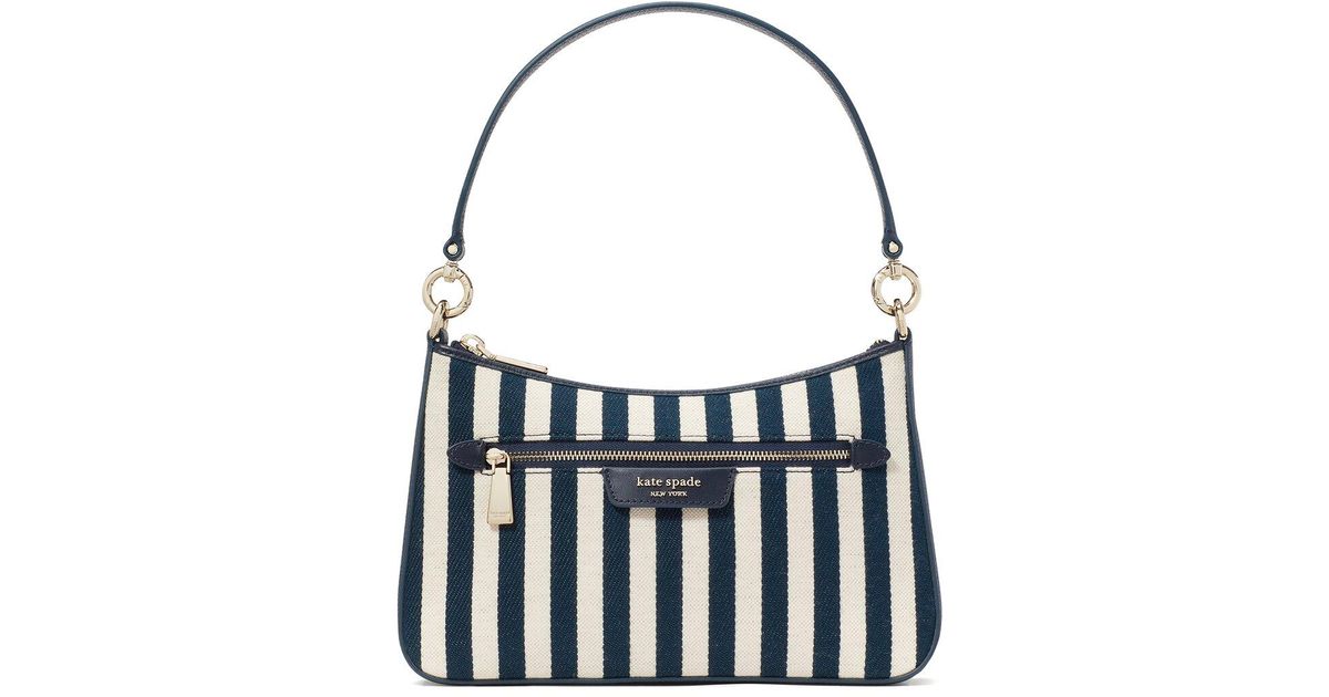Kate Spade Hudson Striped Canvas Fabric Convertible Crossbody in Blue ...