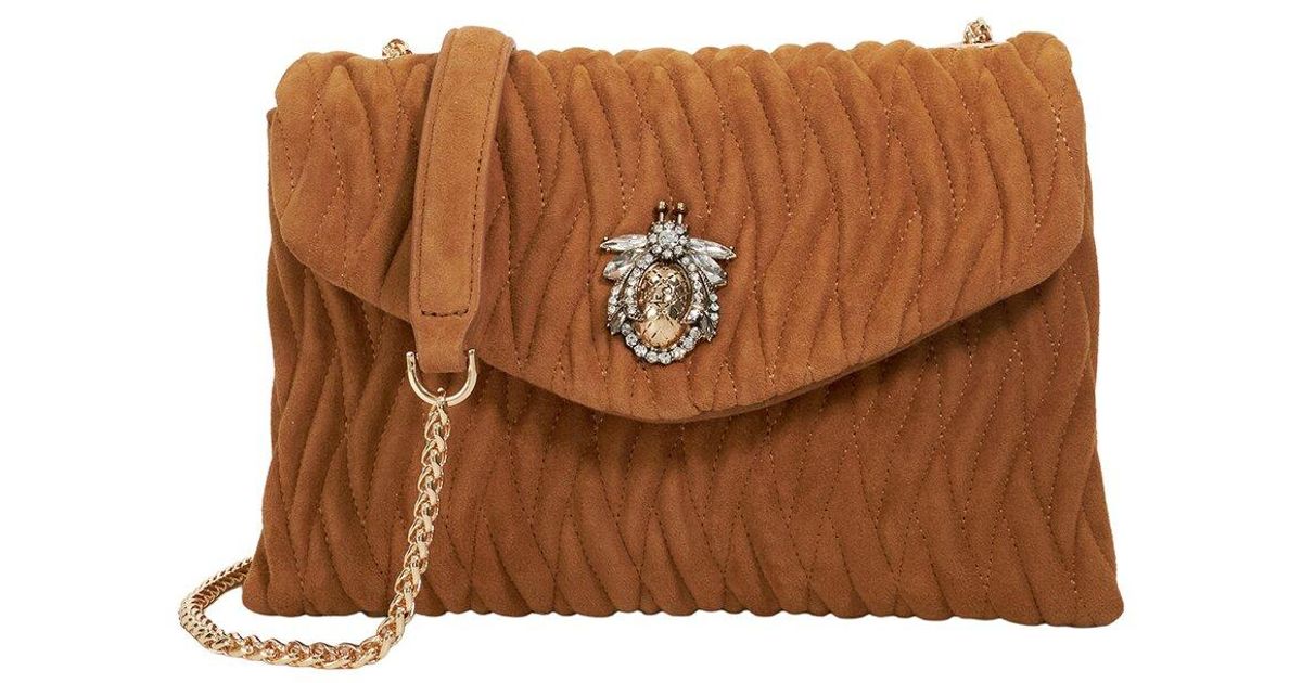 Dune Darling Suede Handbag in Brown | Lyst UK