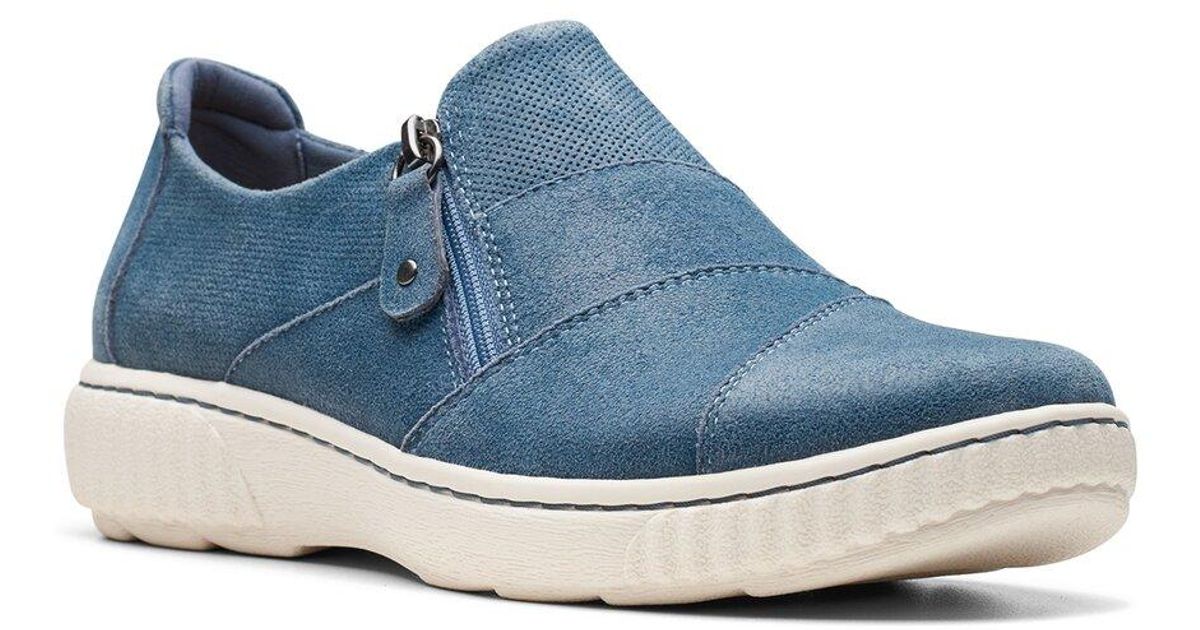 Clarks Caroline Grace Suede Flat in Blue | Lyst