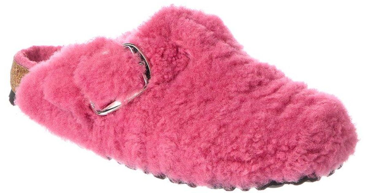 Birkenstock Boston Big Buckle Teddy Narrow Shearling Clog in Pink | Lyst UK