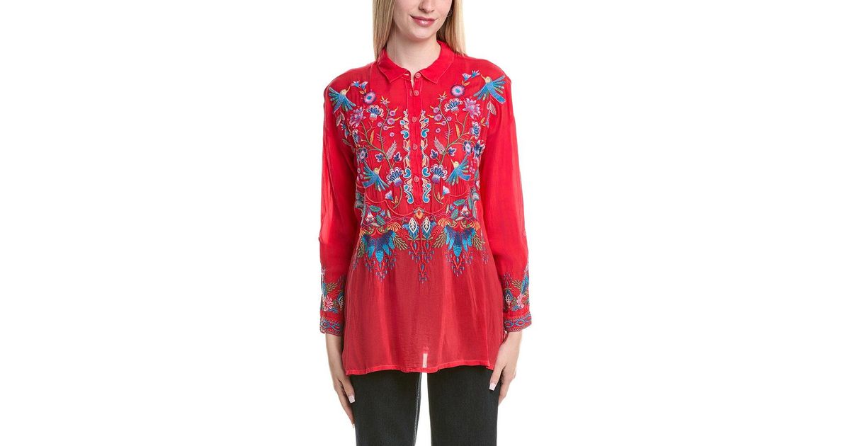 Johnny Was Audrey Oversized Tunic in Red | Lyst