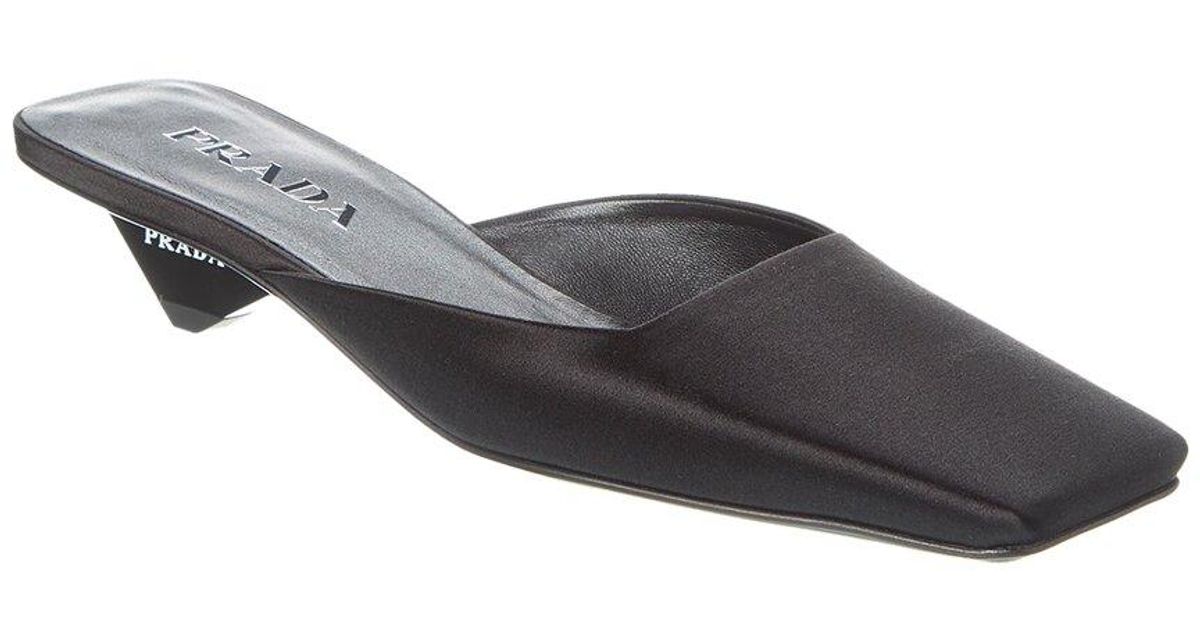 Prada Satin Mule in Gray | Lyst