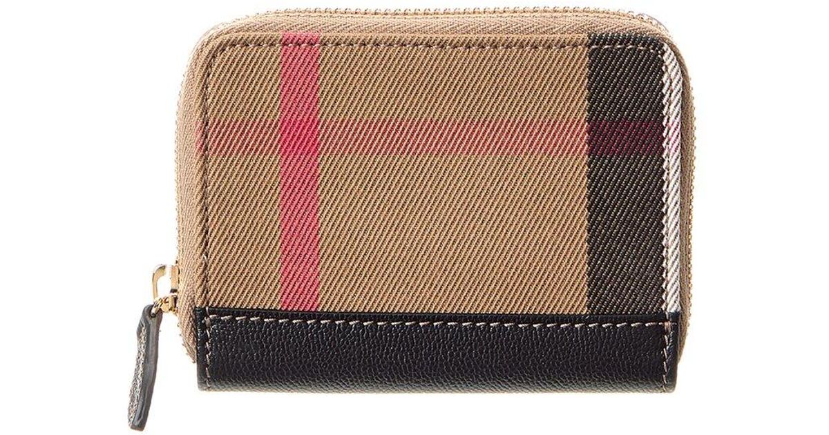 Burberry Check Canvas & Leather Coin Purse in Grey | Lyst UK