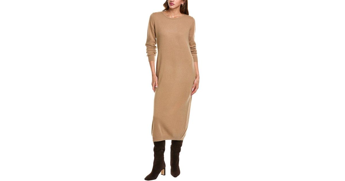 Philosophy Bateau Neck Cashmere Midi Dress in Natural | Lyst UK