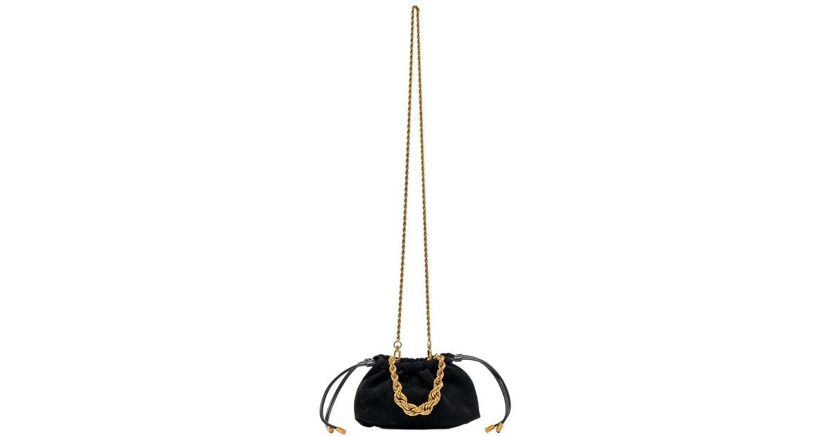 Dolce Vita Cleo Mini Suede Drawstring Bag in Black | Lyst