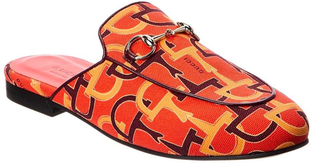 Gucci Princetown Canvas Mule in Red | Lyst