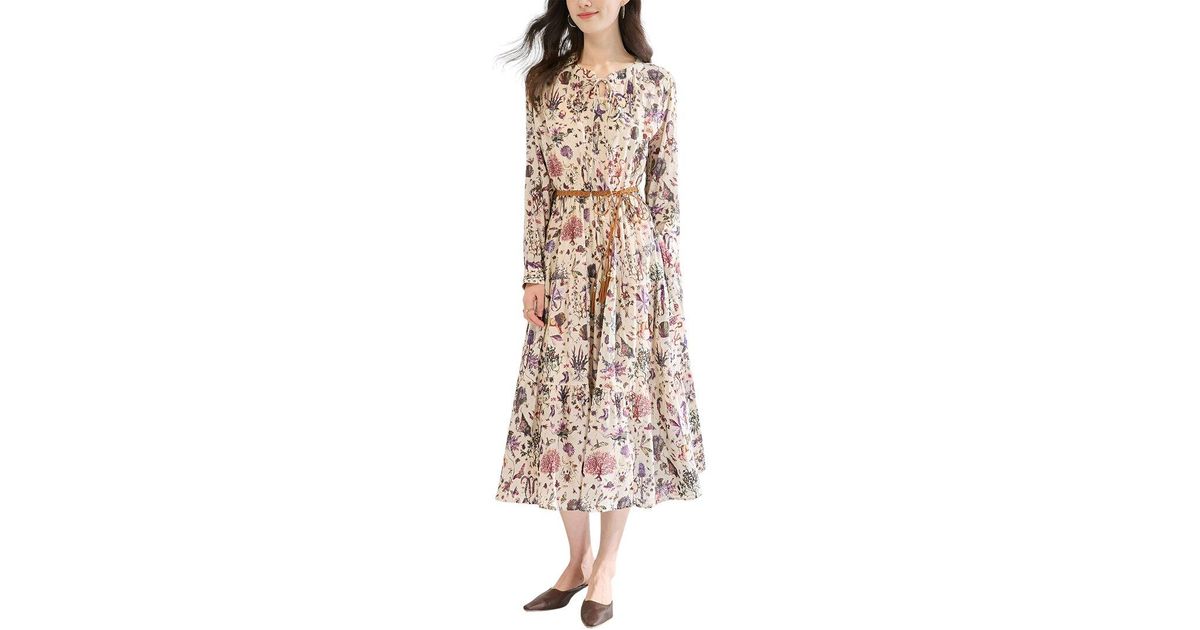LEON GORI Midi Dress in Natural | Lyst UK