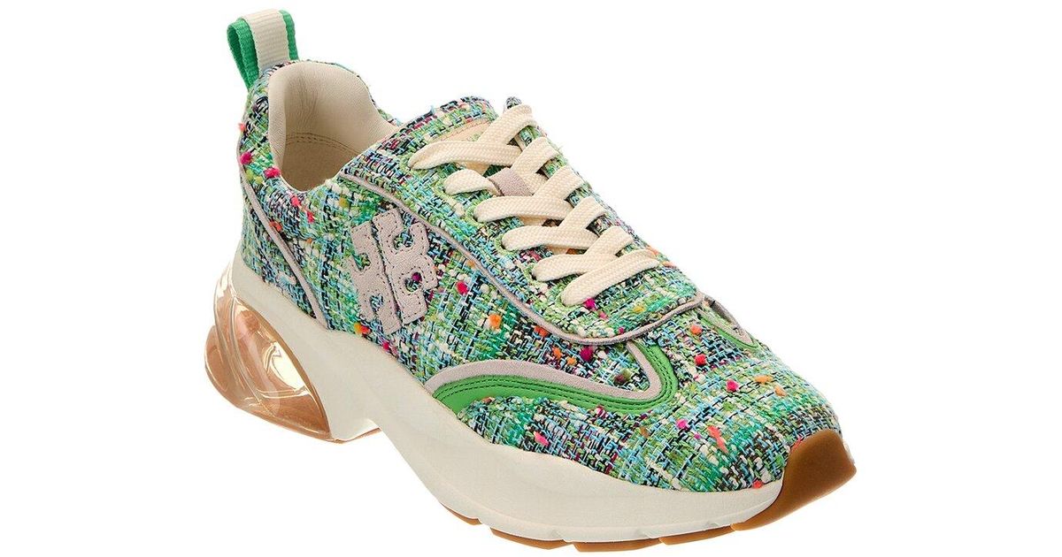 Tory Burch Good Luck Tweed Sneaker in Green | Lyst