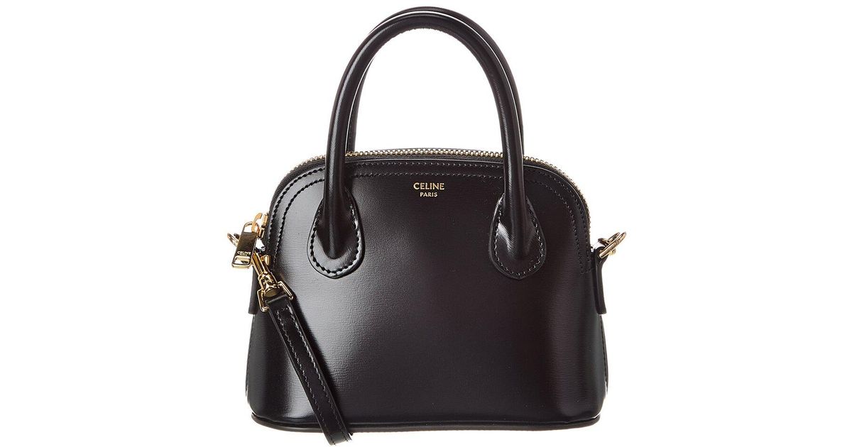 Celine Honorine Mini Triomphe Leather Satchel in Black | Lyst