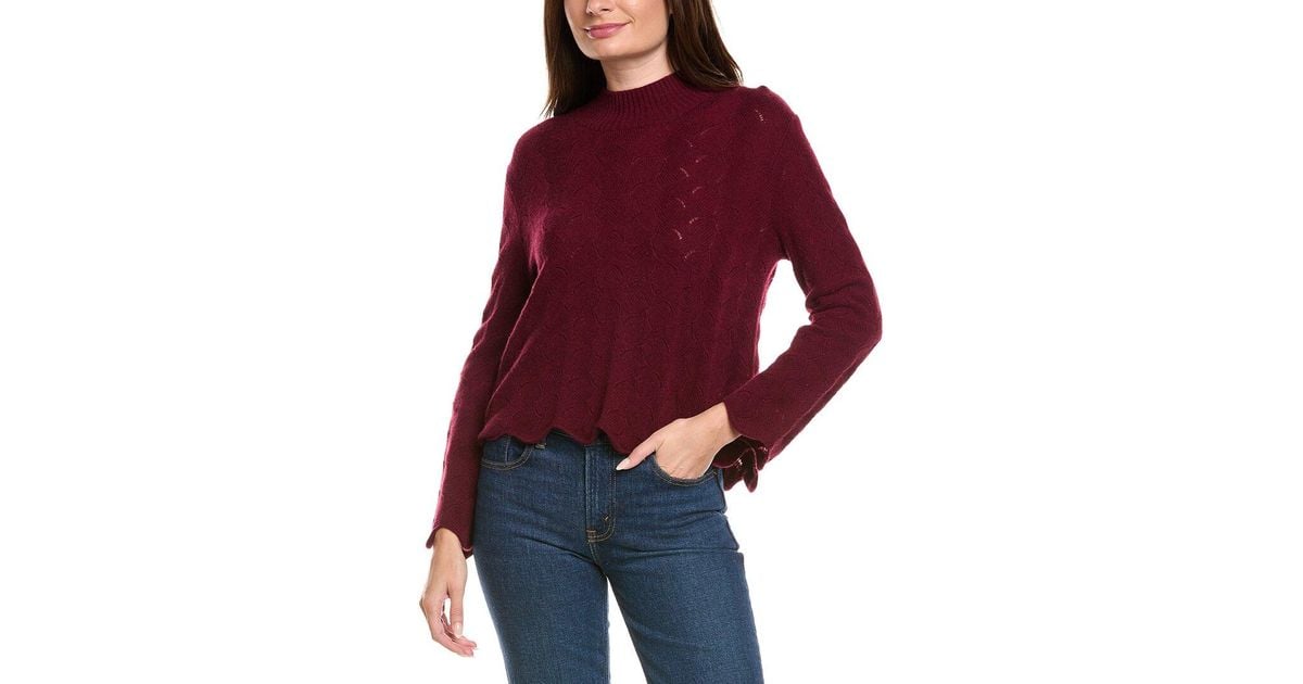 Kier + J Kier + J Fancy Stitch Mock Neck Wool & Cashmere-Blend Sweater ...