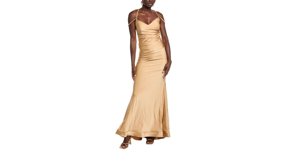 Issue New York Strappy Gown in Natural | Lyst UK