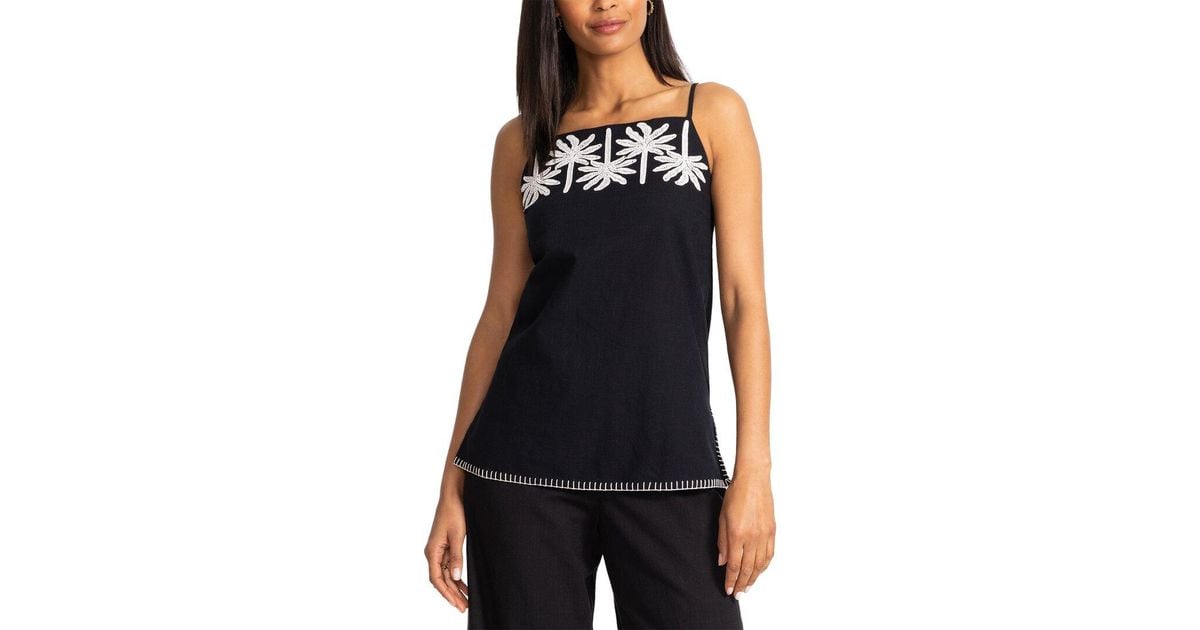 Johnny Was Hannah Linen-Blend Top in Blue | Lyst UK