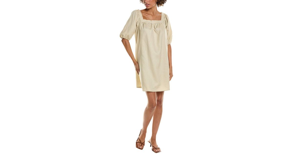 Rachel Parcell Puff Sleeve Linen Blend Shift Dress In Natural Lyst