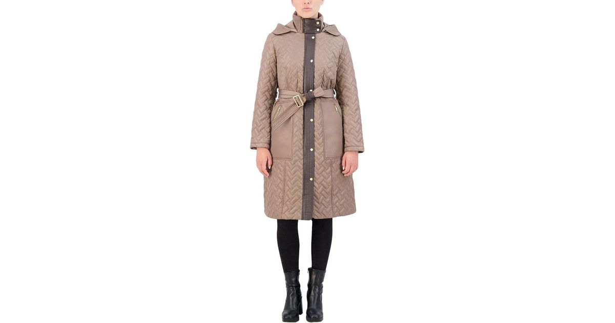 Cole Haan Signature Quilted Belted Coat in Natural | Lyst UK