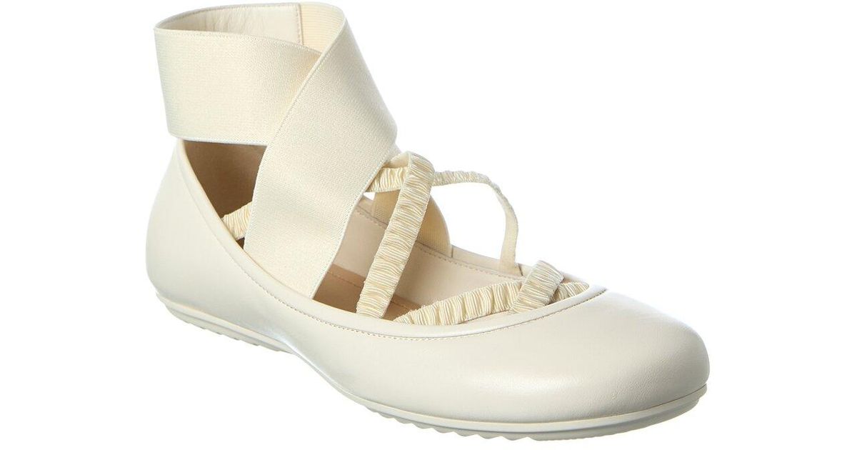 Dior Shade Leather Ballet Flat in White | Lyst UK