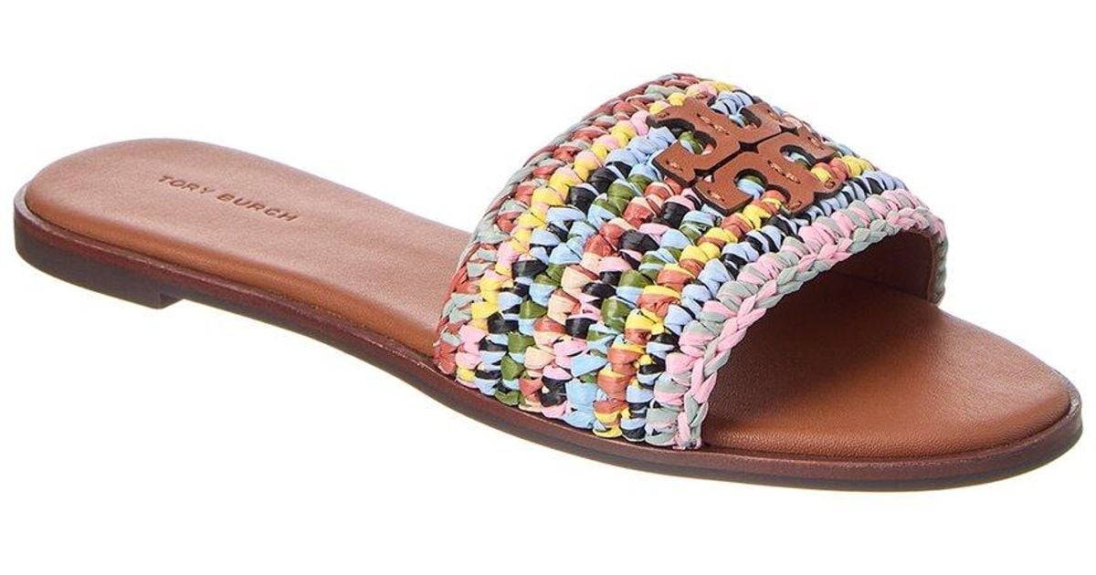 Tory Burch Everly Raffia & Leather Sandal in Brown | Lyst