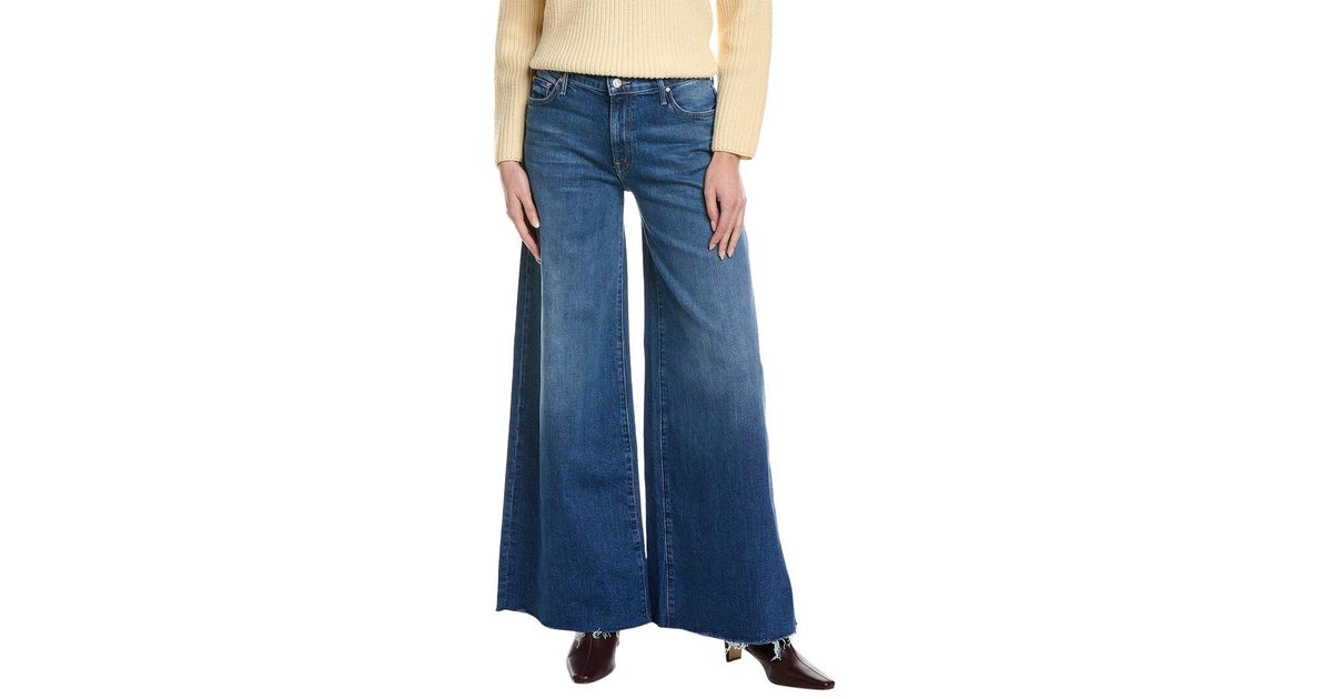 Mother The Swisher Sneak Fray Punch Buggy Wide Leg Jean in Blue | Lyst