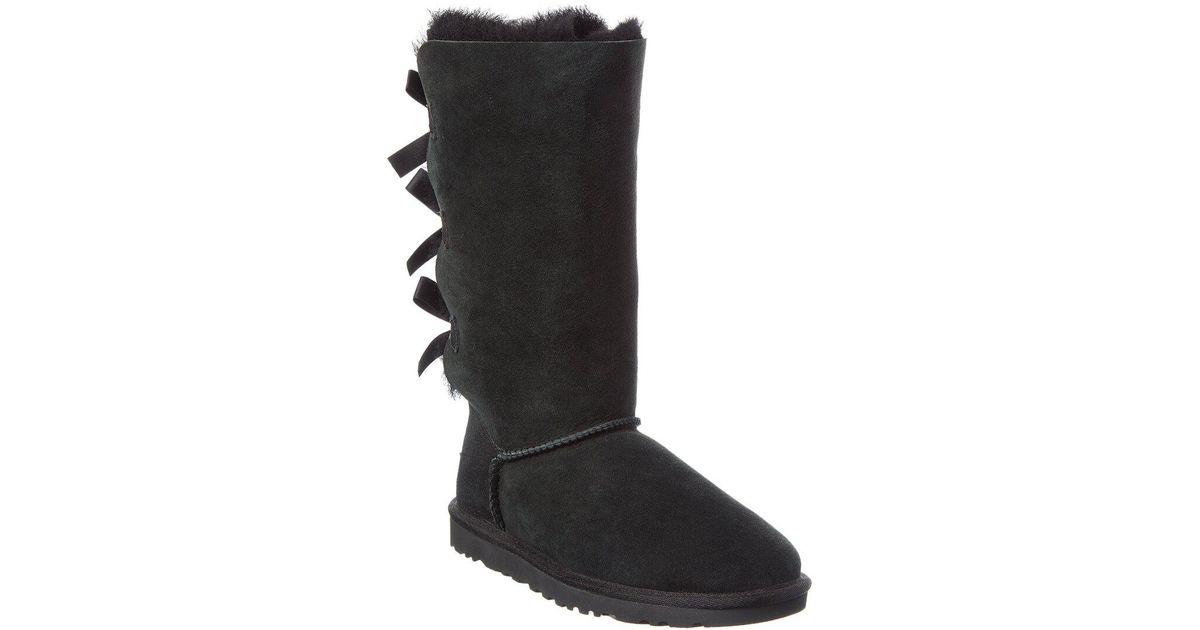 UGG Bailey Bow Tall Suede Boot in Black | Lyst
