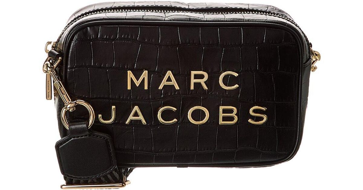 Marc Jacobs Croc Leather Flash Crossbody in Black | Lyst