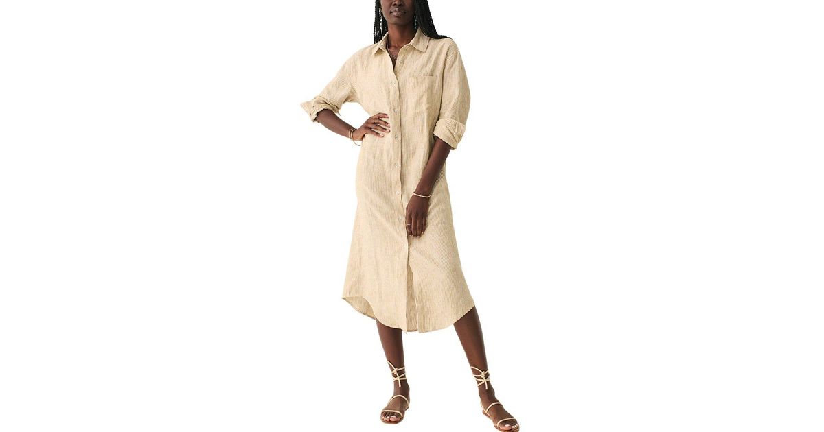 Faherty Laguna Linen Maxi Dress in Natural | Lyst