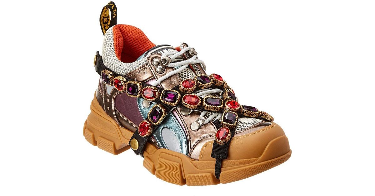 Gucci Flashtrek Leather & Mesh Sneaker | Lyst
