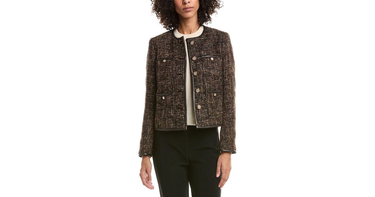 Anne Klein Tweed Jacket in Black | Lyst UK