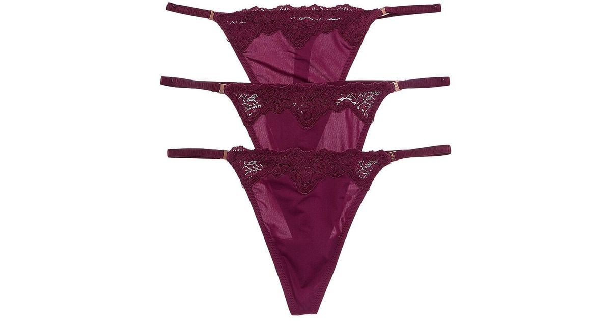 Le Mystere 3Pk Lace Allure Micro Thong in Purple | Lyst UK