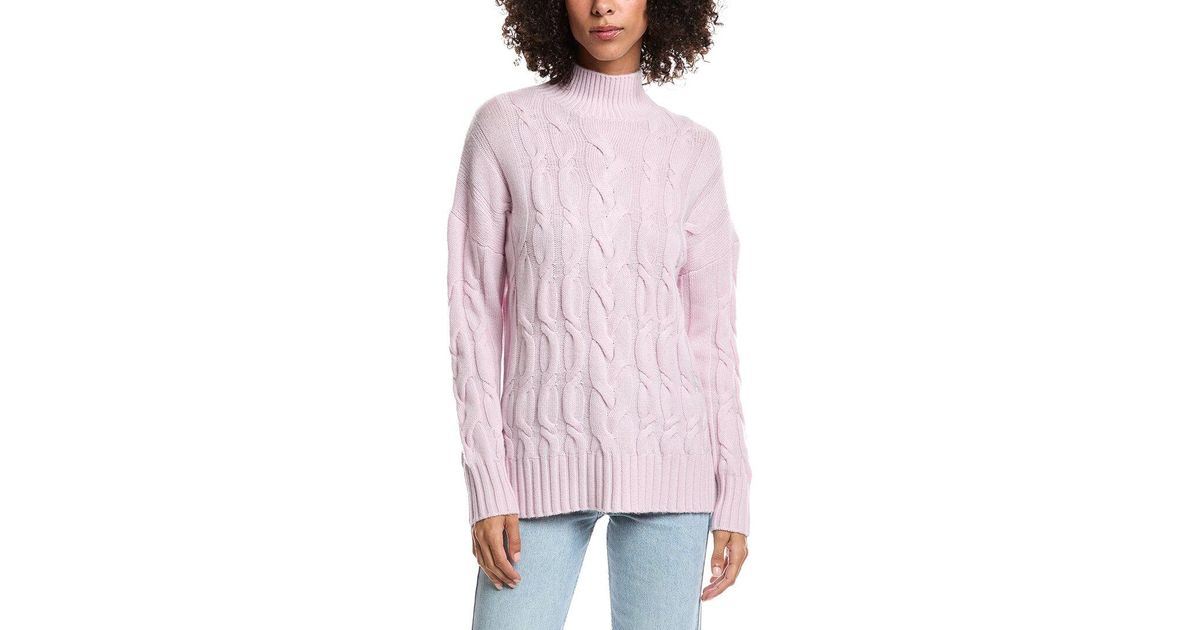Forte Luxe Wool & Cashmere-Blend Cable Sweater in Pink | Lyst UK