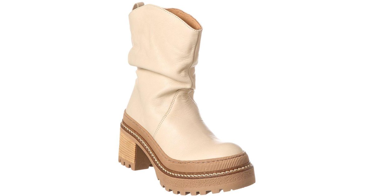 Free People Mel Slouch Leather Boot in Natural | Lyst