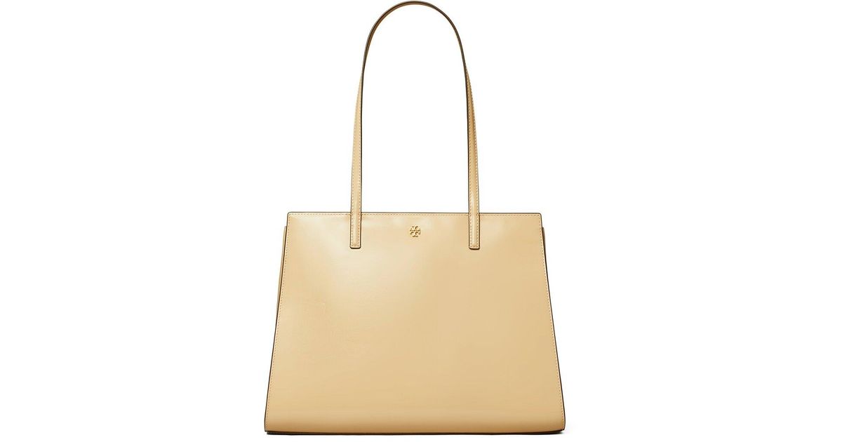 Tory Burch Emerson Patent Work Tote in Natural | Lyst UK