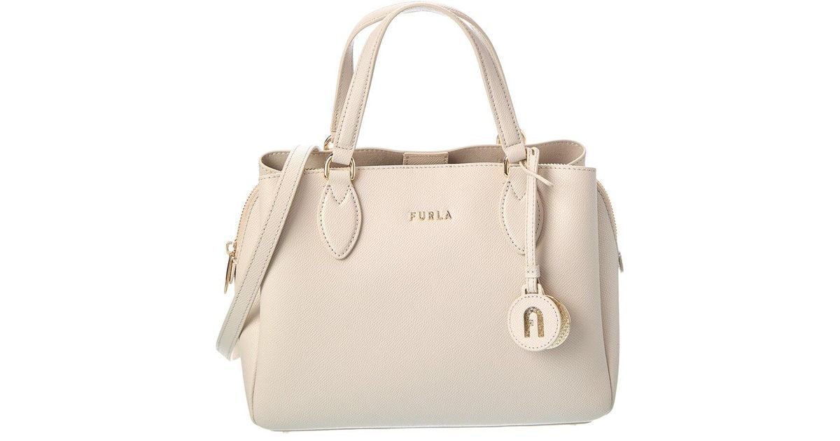 Furla Minerva Small Leather Tote in Natural | Lyst