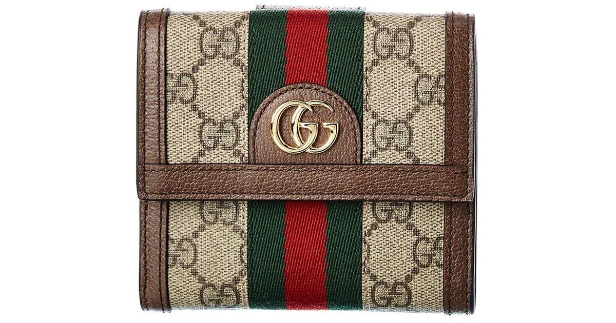 Gucci Ophidia Gg Supreme Canvas & Leather French Wallet in Natural ...