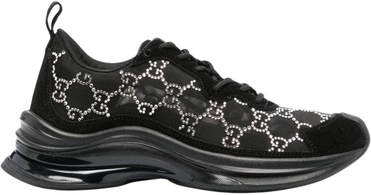 Gucci Black Mesh Runners With Crystals | Lyst