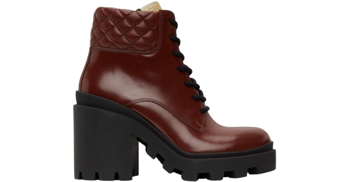 Gucci Red Trip Ankle Boots in Brown | Lyst